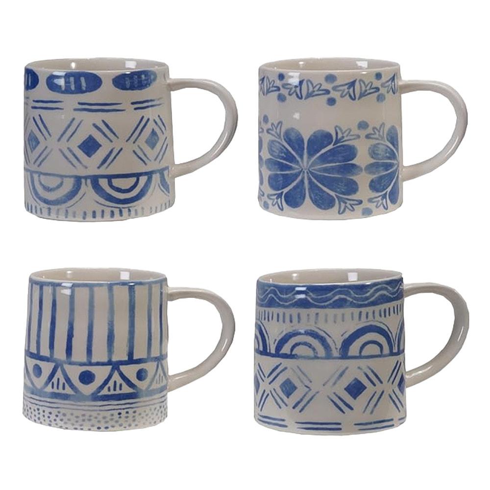 Creative Co-Op Blue/White Tile Pattern Mug