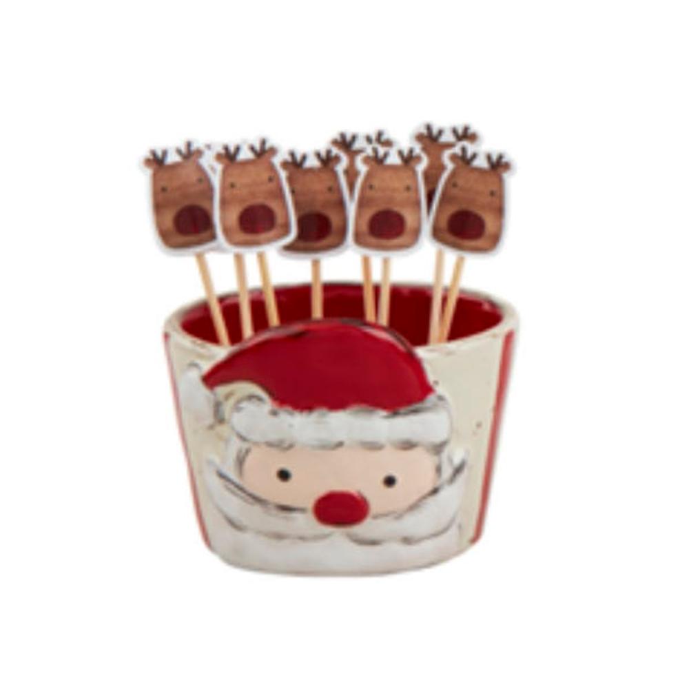 Mud Pie Santa Tidbit/Toothpick Set