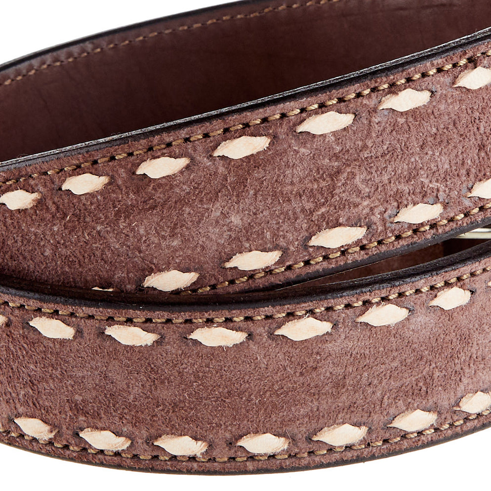 Texas Saddlery Chocolate Roughout Buckstitch Belt