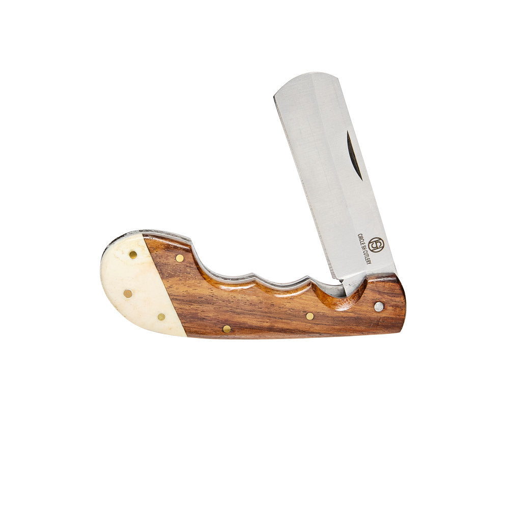 Western Fashion Circle SH Cutlery Wood & Bone Castration Knife with Sh
