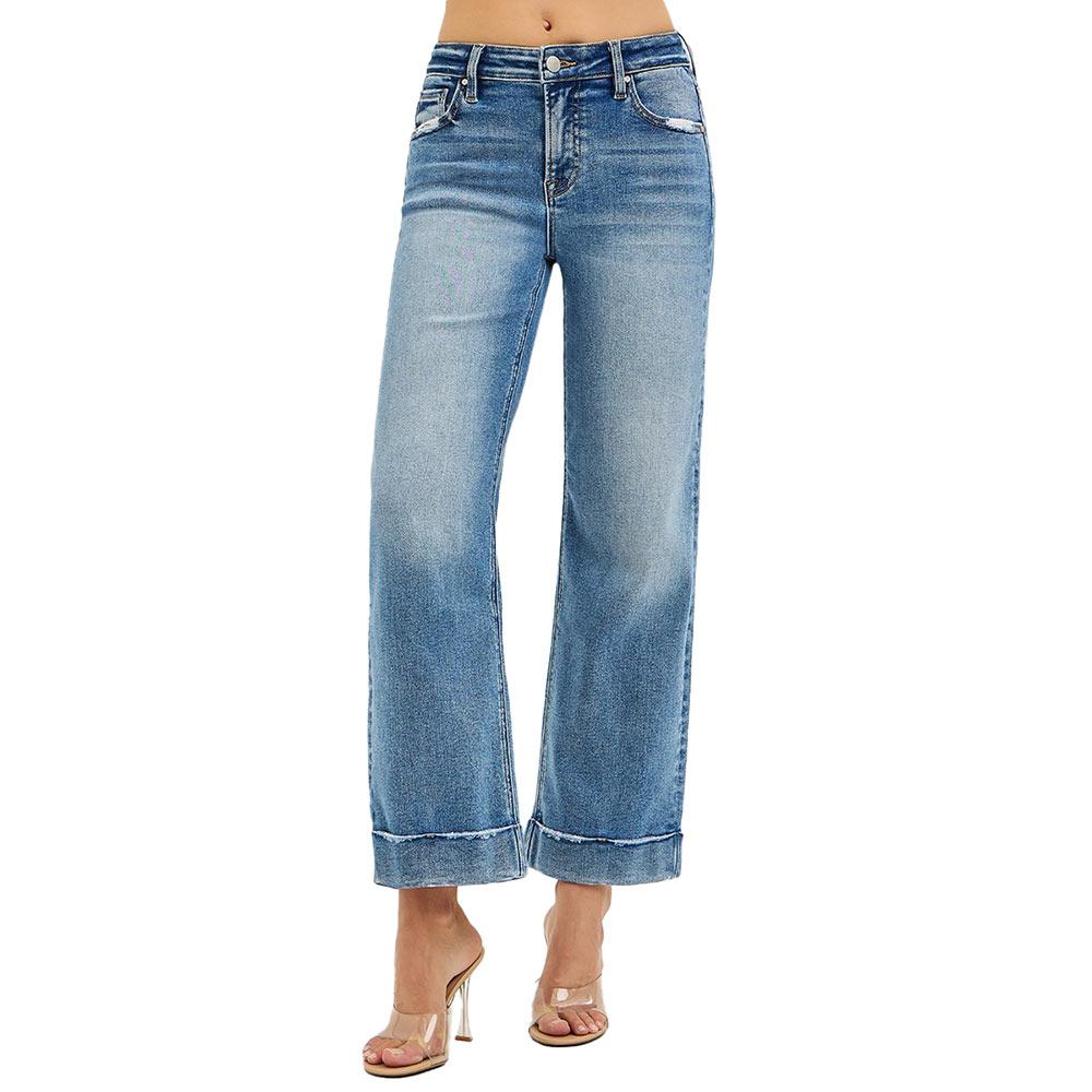 Risen Jeans Women's Medium Wash Crop Taylor Cuff Jean
