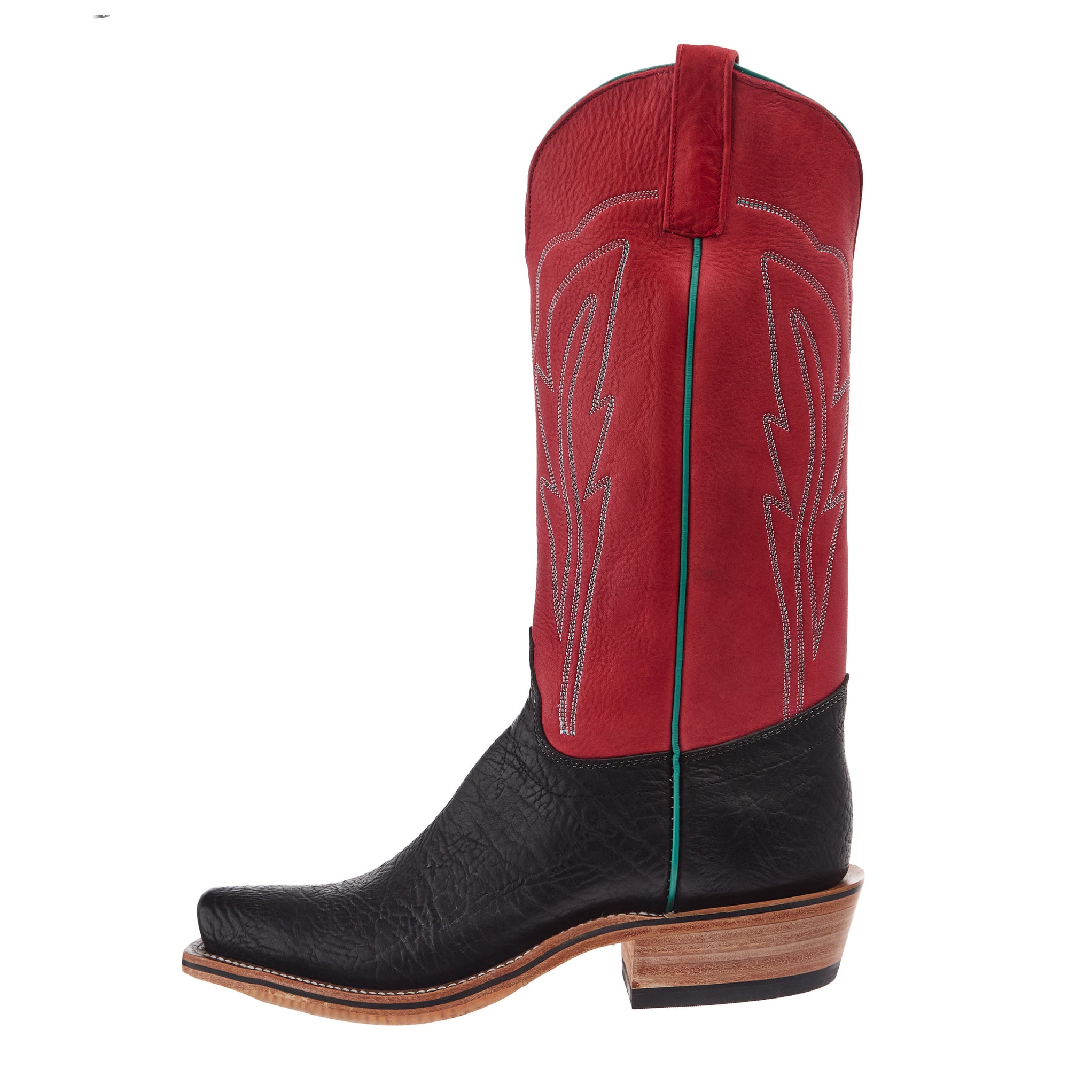 Olathe Boot Company Men`s Ride Ready Black Oiled Shoulder 15 in Red Bu