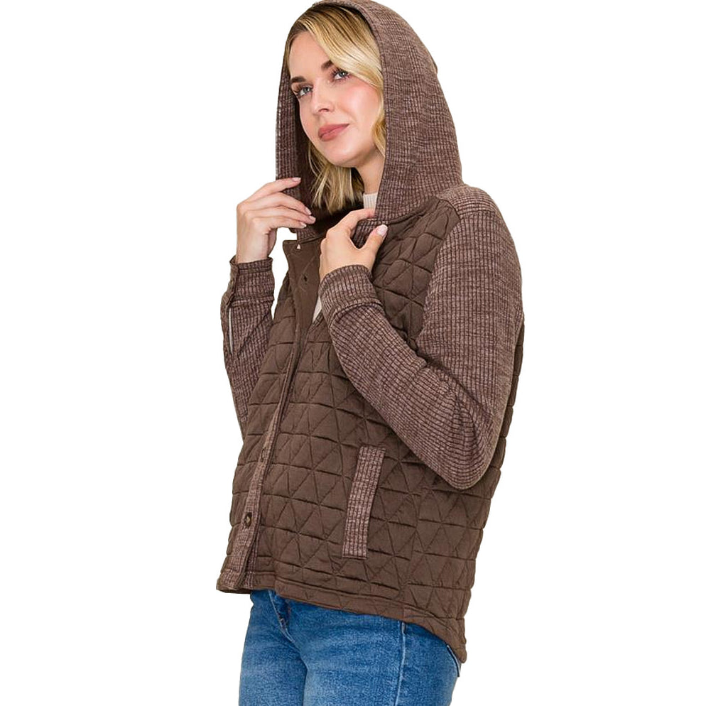 Staccato Women's Dark Mocha Contrasted Quilted Jacket
