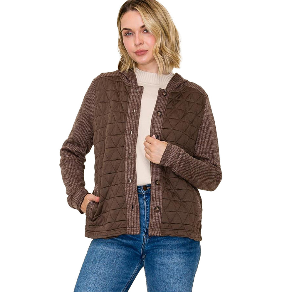 Staccato Women's Dark Mocha Contrasted Quilted Jacket