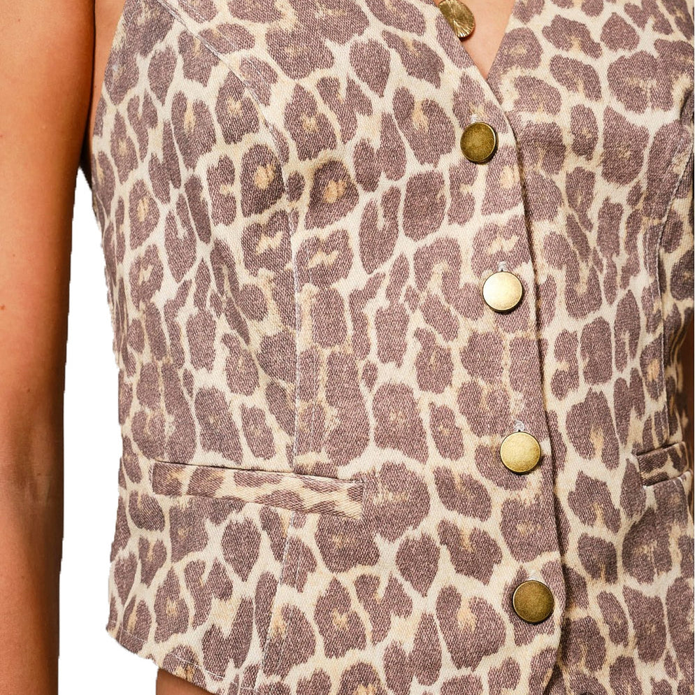 Blue B Women's Leopard Halter Neck Top