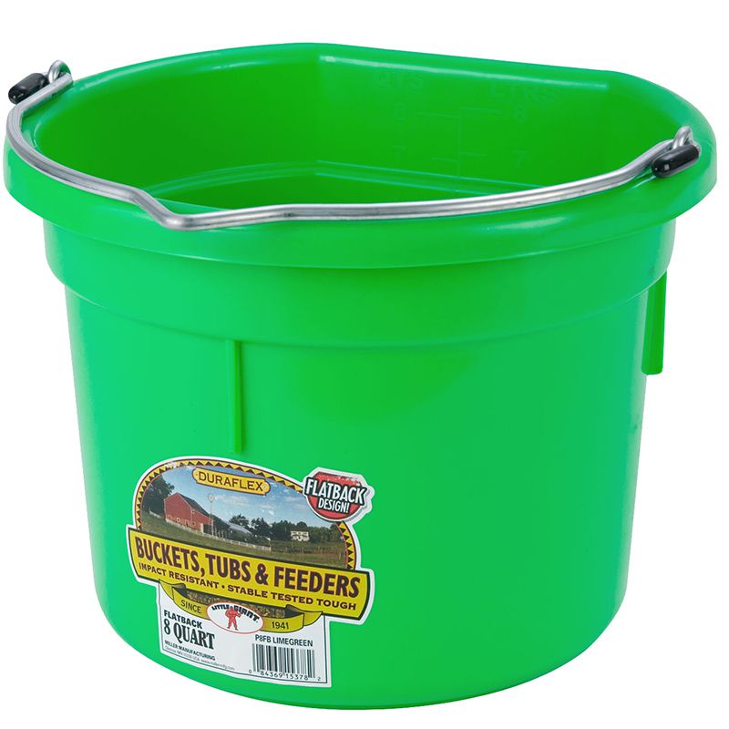 Little Giant 8 Quart Lime Green Flat Back Plastic Bucket