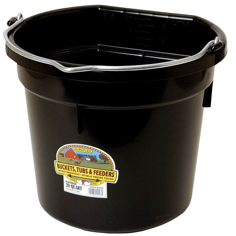 Little Giant 20 Quart Black Flat Back Plastic Bucket