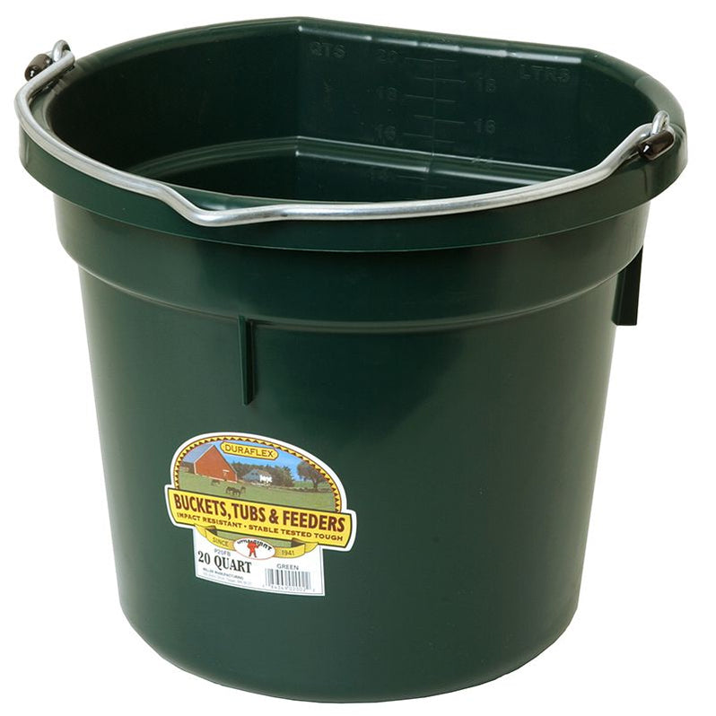 Little Giant 20 Quart Green Flat Back Plastic Bucket