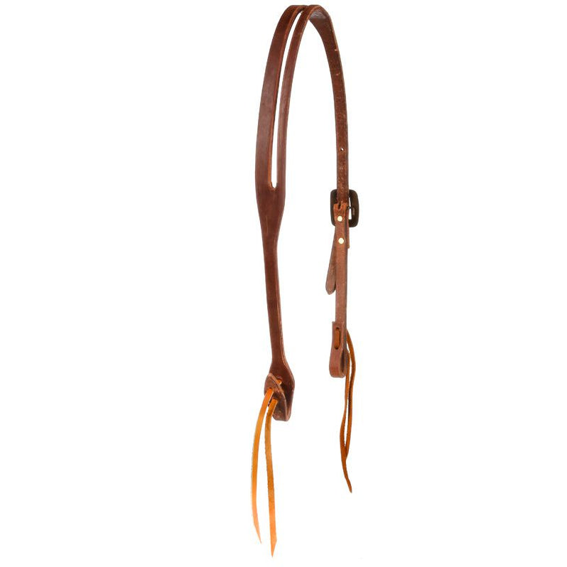 Cowperson Tack 5/8inch Slot Ear Headstall w/ Square Antique Dotted Buc