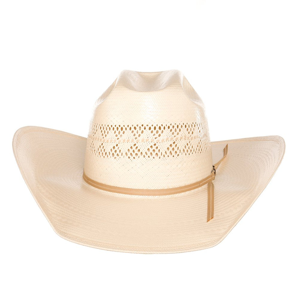 American Hats Solid Ivory and Tan Line Vent 4 1/4` Brim Champagne Band