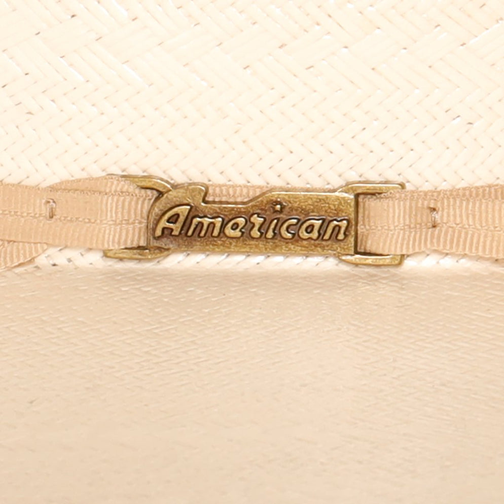 American Hats Solid Ivory and Tan Line Vent 4 1/4` Brim Champagne Band