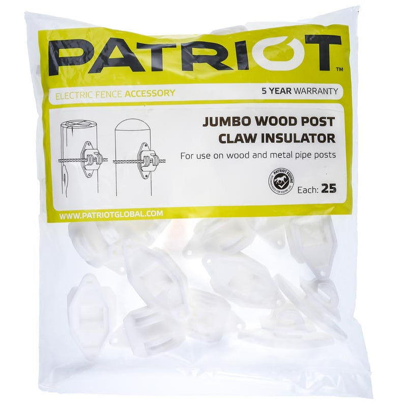 Patriot Fencing Wood Post Jumbo Claw Insulator 25/PK