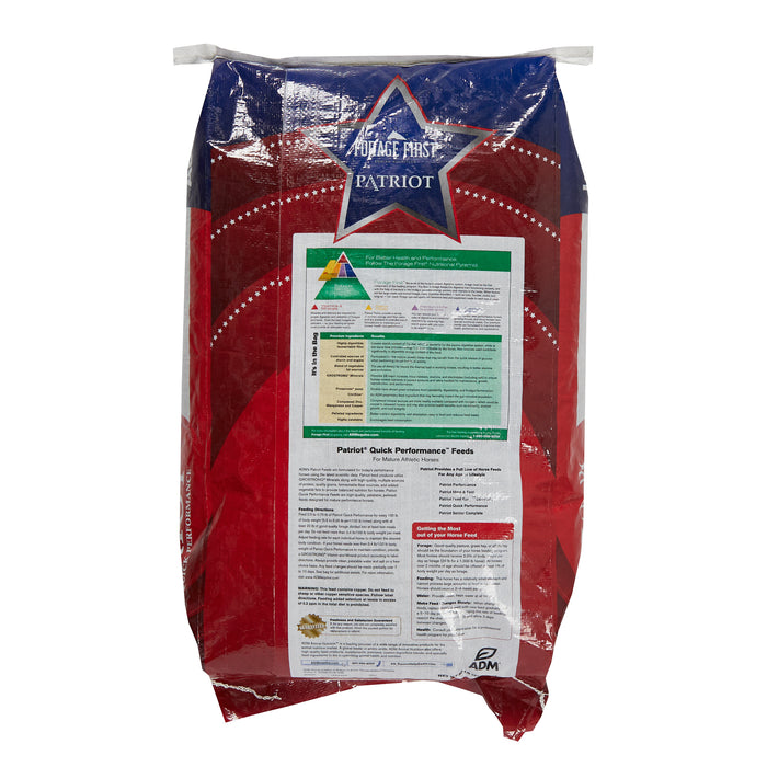 Adm Animal Nutrition Patriot Quick Performance Horse Feed 50lb Bag