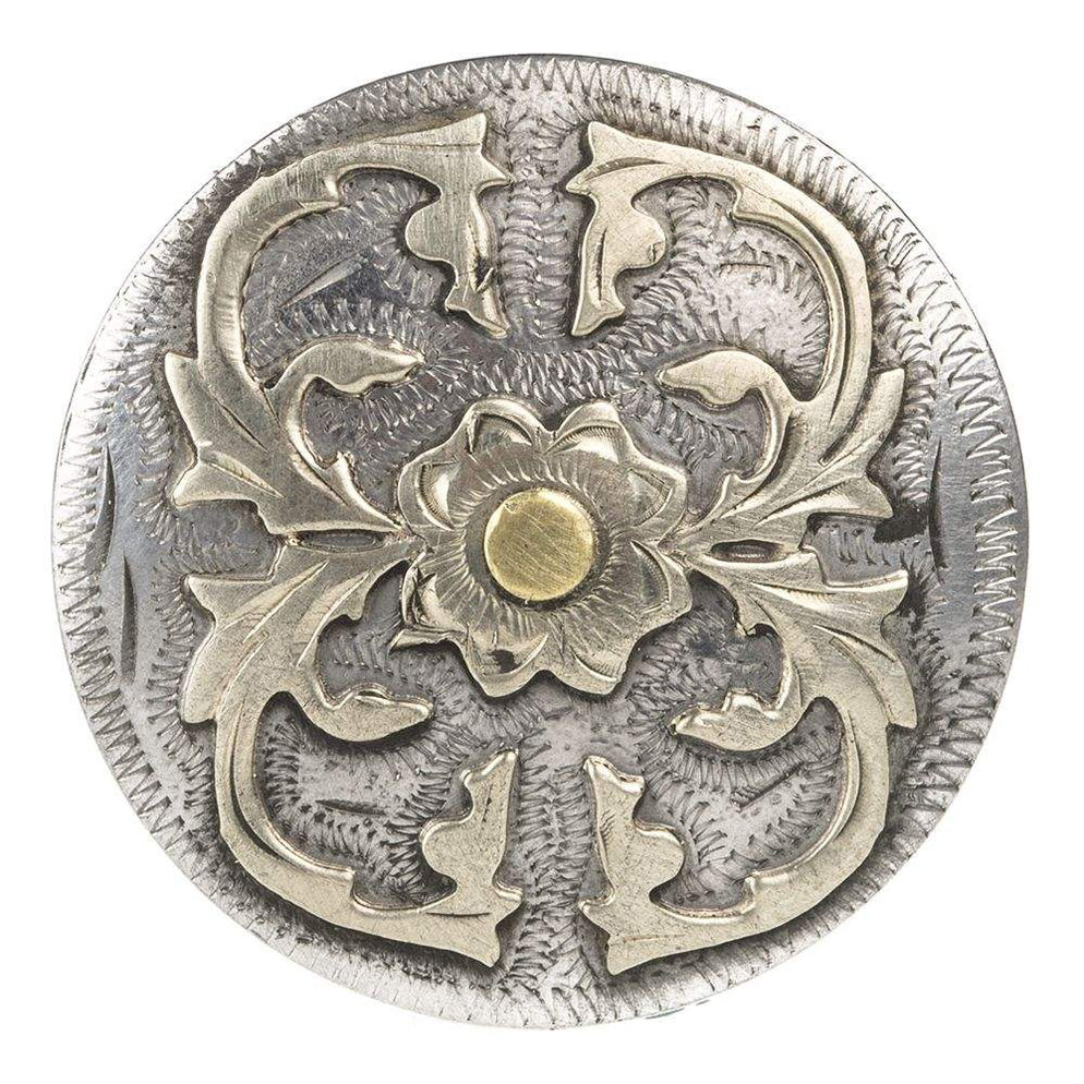 Cowperson Tack 1 1/2 inch Scroll and Flower Concho