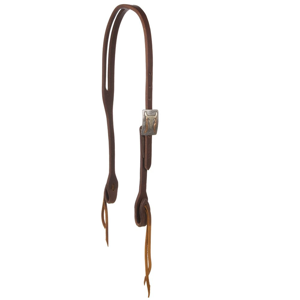 Cowperson Tack 5/8 inch Harness Slit Ear Headstall With Sqaure Native