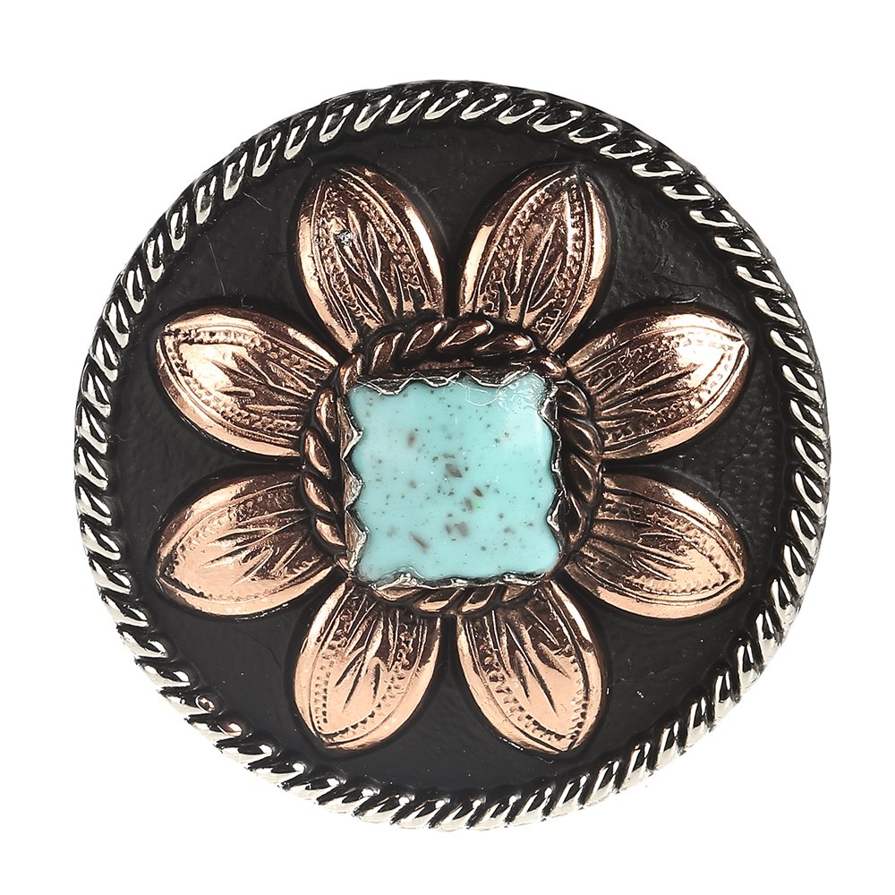 NRS Copper Flower Turquoise Stone 1 1/2 Inch Concho