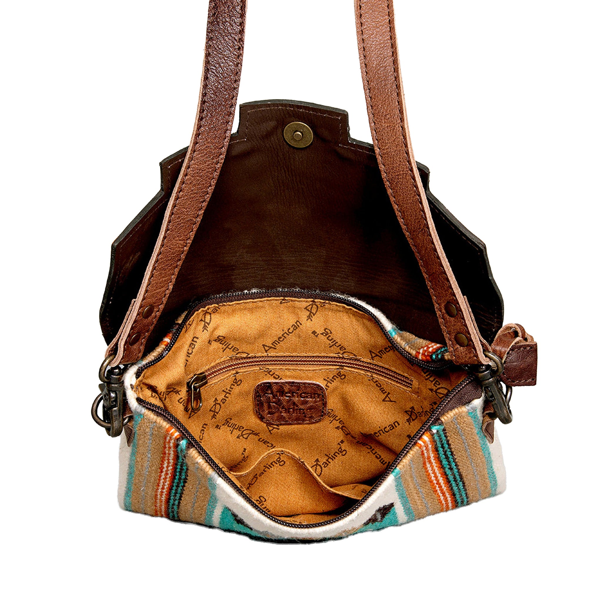 American Darling Hand Tooled Saddle Blanket Crossbody