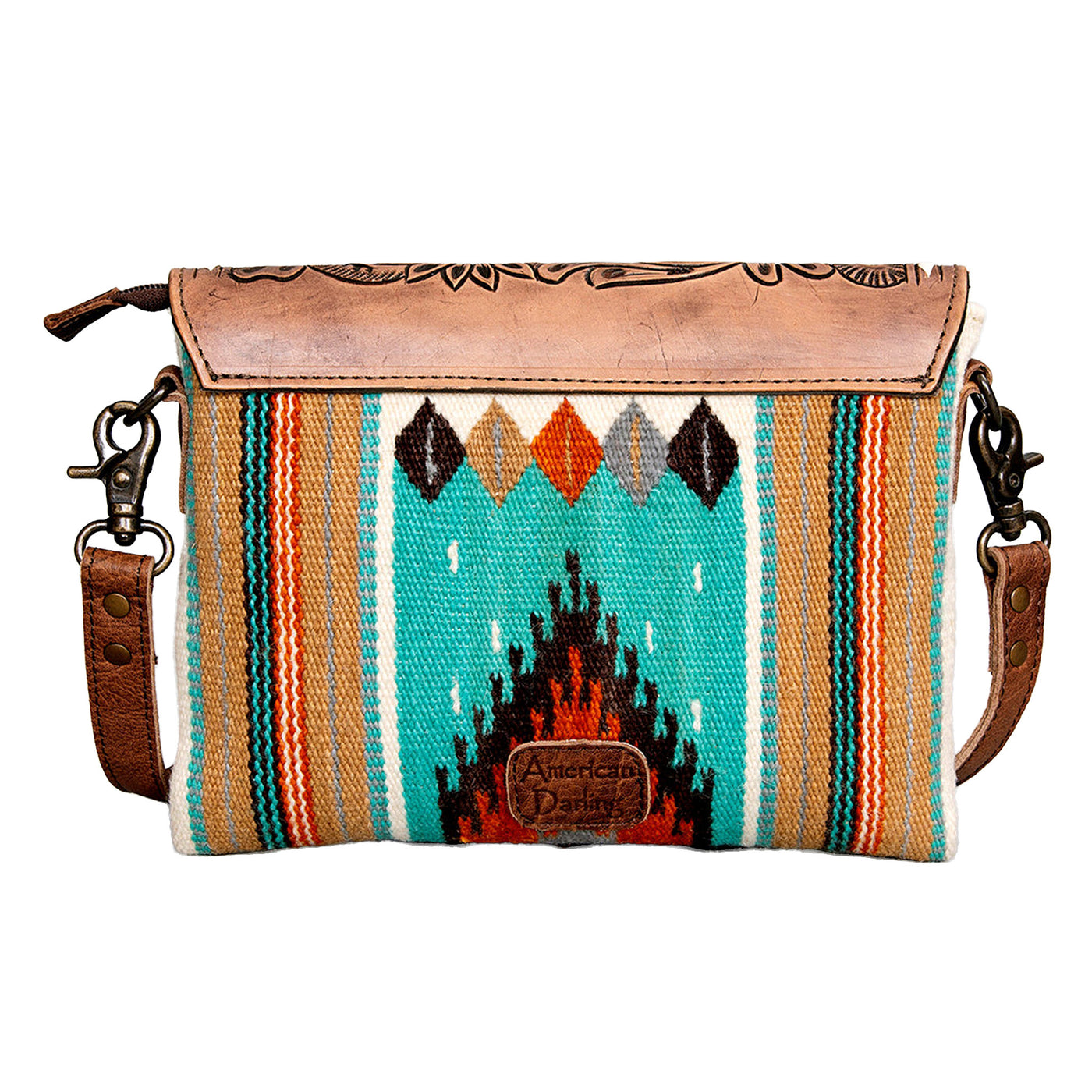 American Darling Hand Tooled Saddle Blanket Crossbody