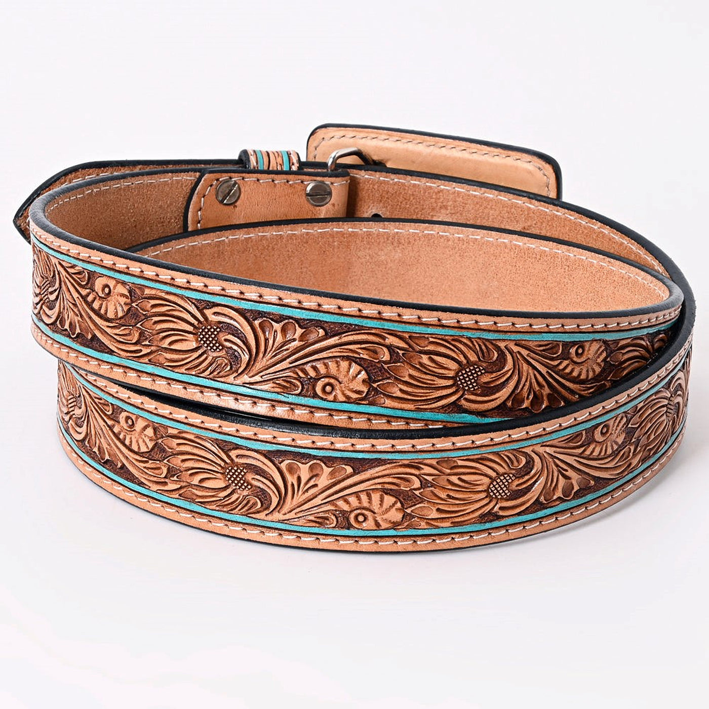 American Darling Turquoise Trim Tooled Belt