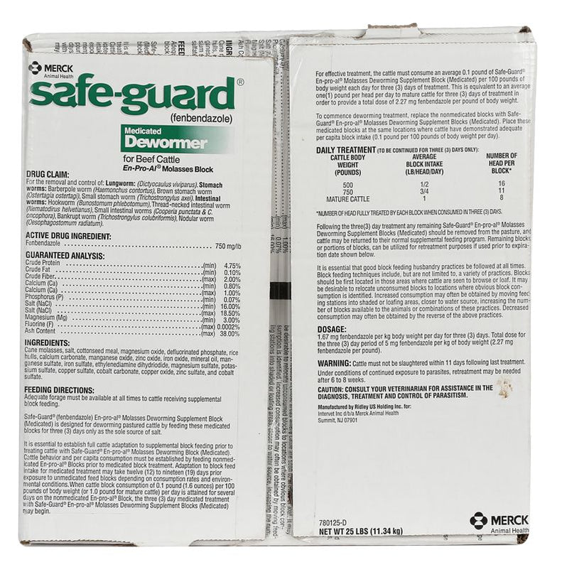 Merck Animal Health Safe-Guard Medicated Dewormer Block 25 lb