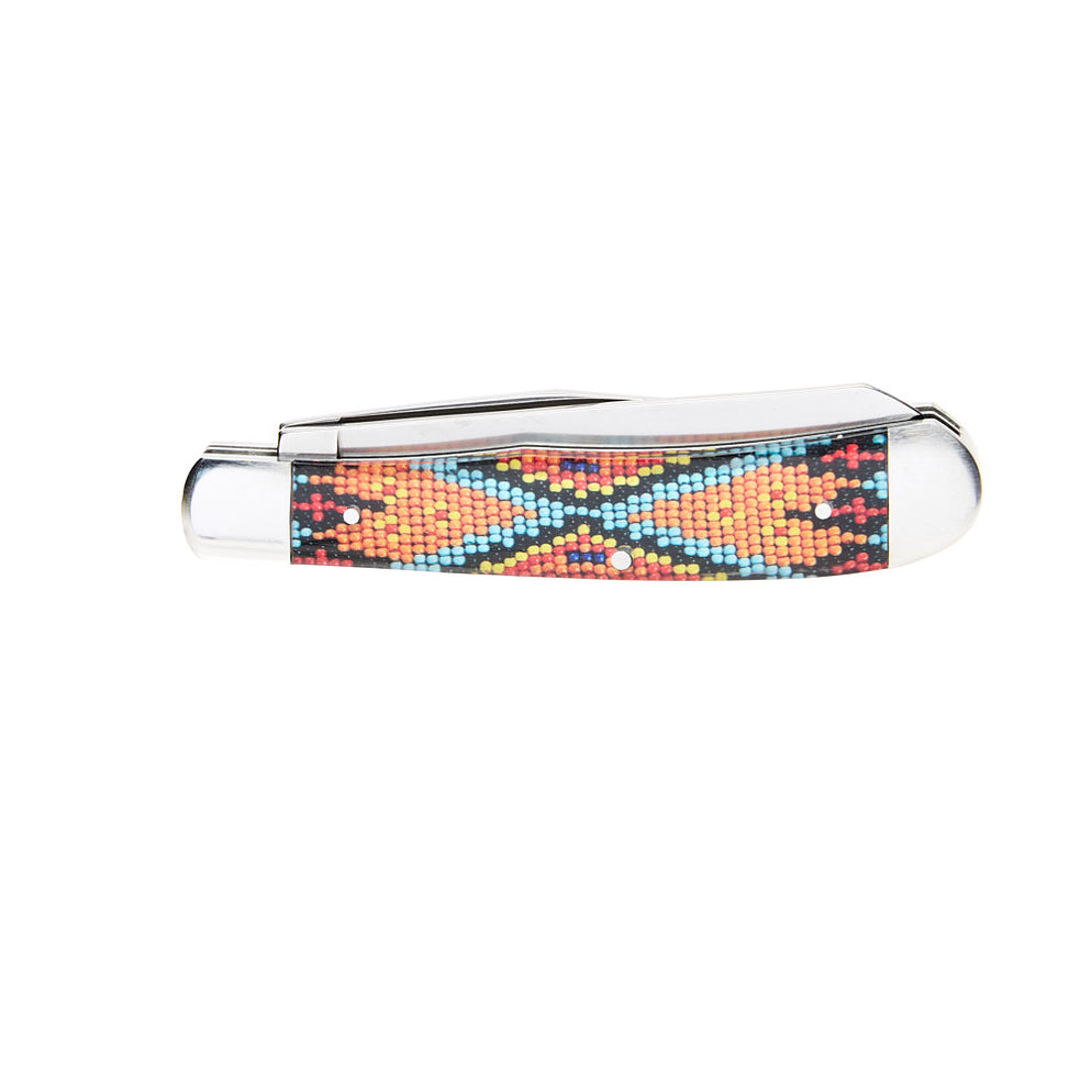 Western Fashion Circle SH Cutlery 4 1/4In Orange Fiesta Trapper Knife