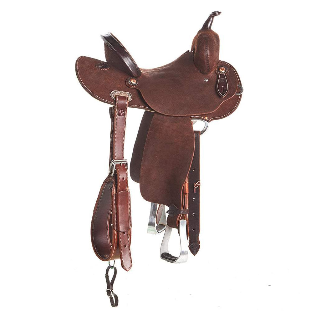 Burns Saddlery 13 1/2 Inch 30HD Chocolate Roughout Barrel Saddle
