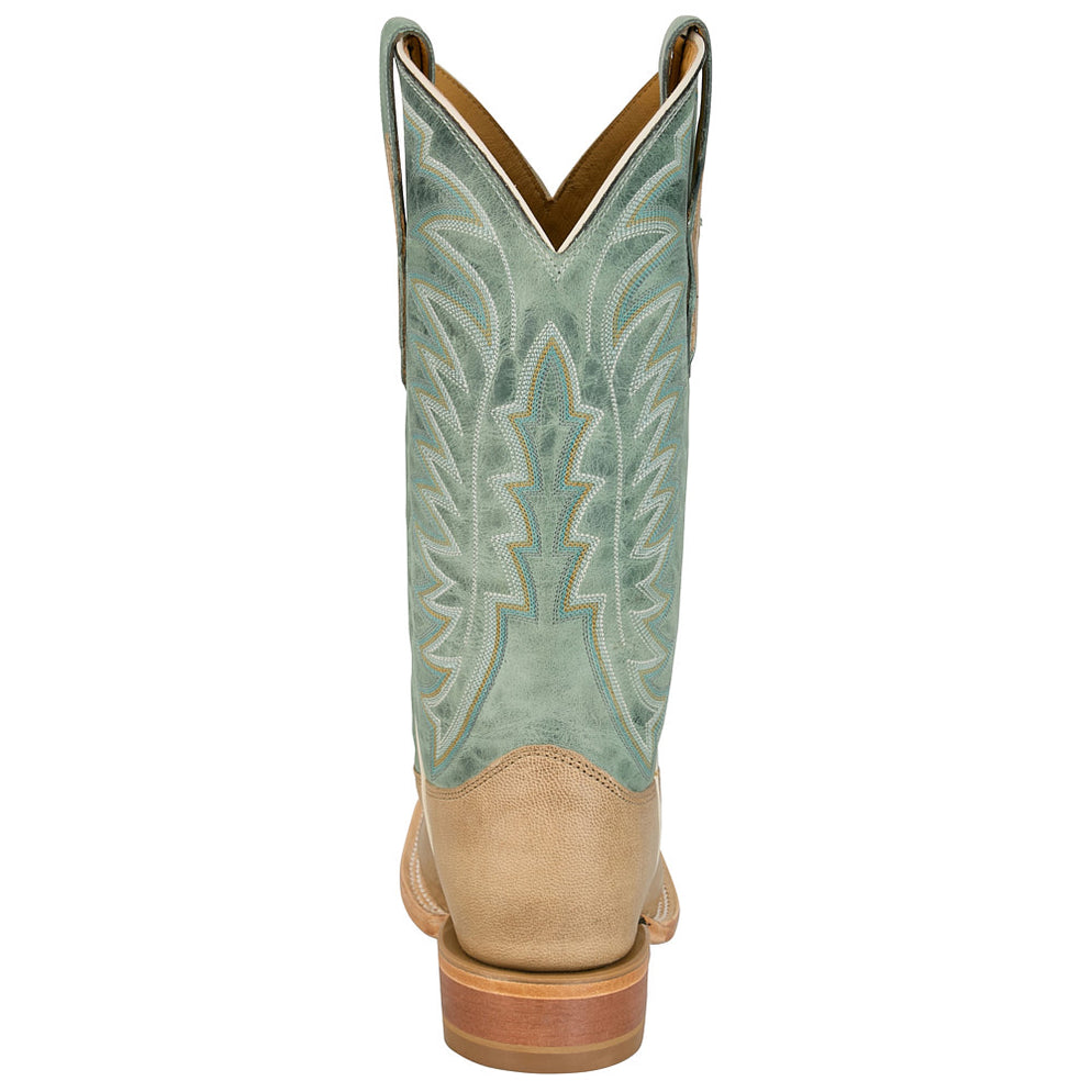 Justin Boot Company Mens Burchett Bone Goat Vamp 13In Turquoise Cowhid