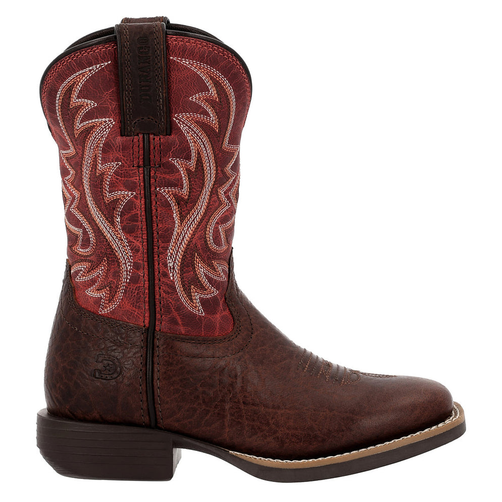 Durango Boots Youth Shyloh Brown with Dynamite Red Shaft Square Toe Bo