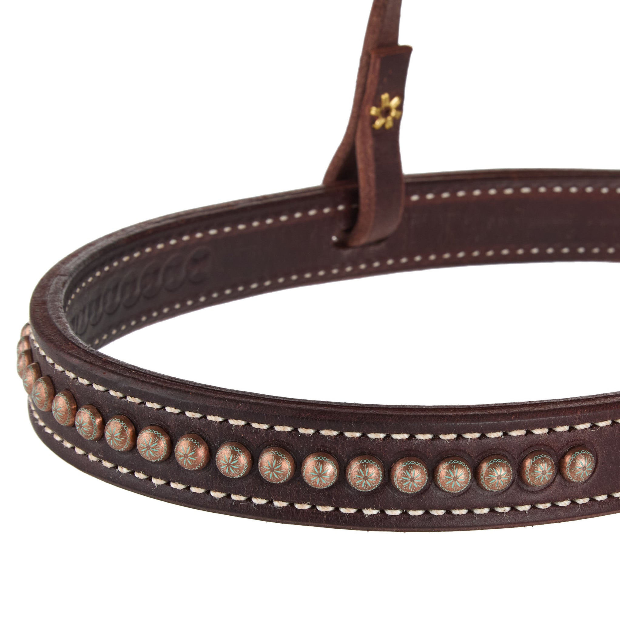 Cowperson Tack 1 Inch Harness Leather Noseband with Copper Patina Dots