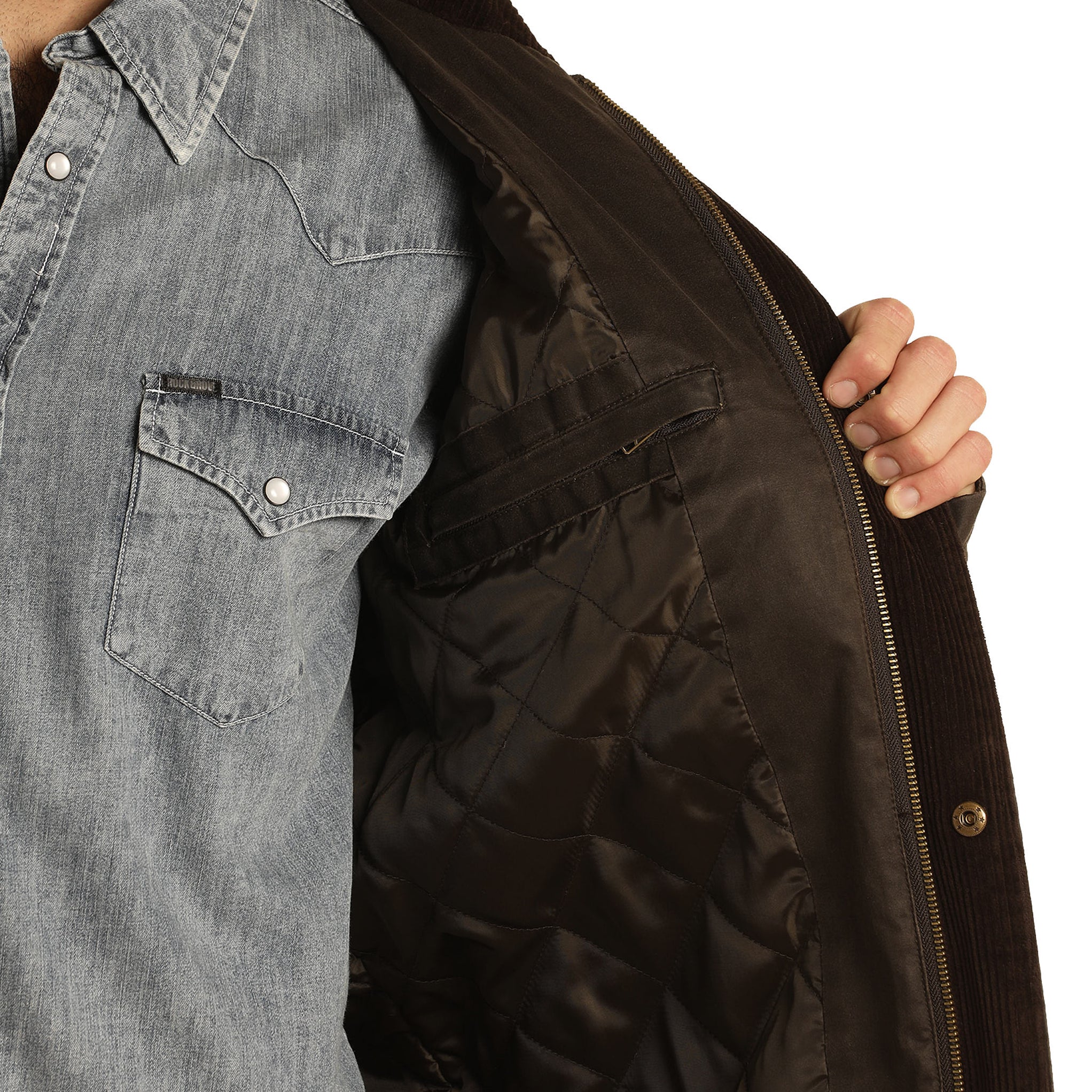 Panhandle Brown Oil Skin Jacket w/Corduroy Trim