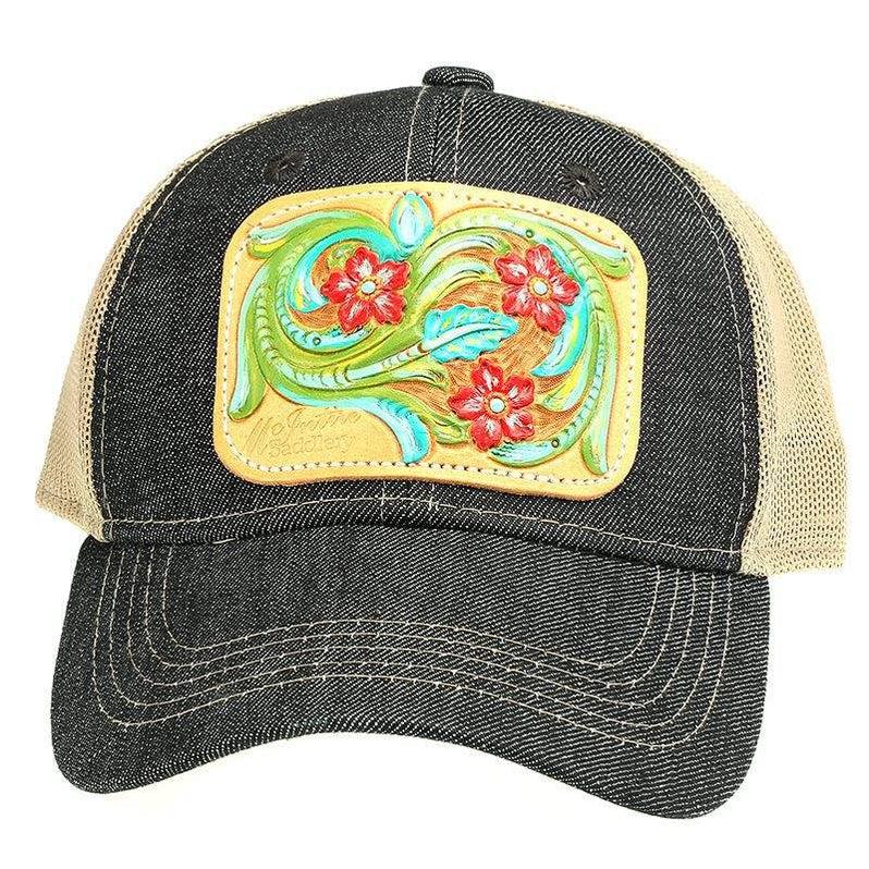 Mcintire Saddlery Women's Painted Floral Denim Cap