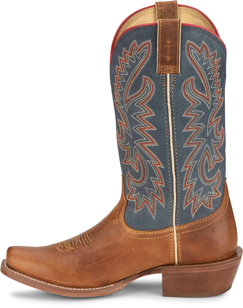 Justin Boot Company Men`s Frontier Show Off Oily Tan 13in Royal Blue T