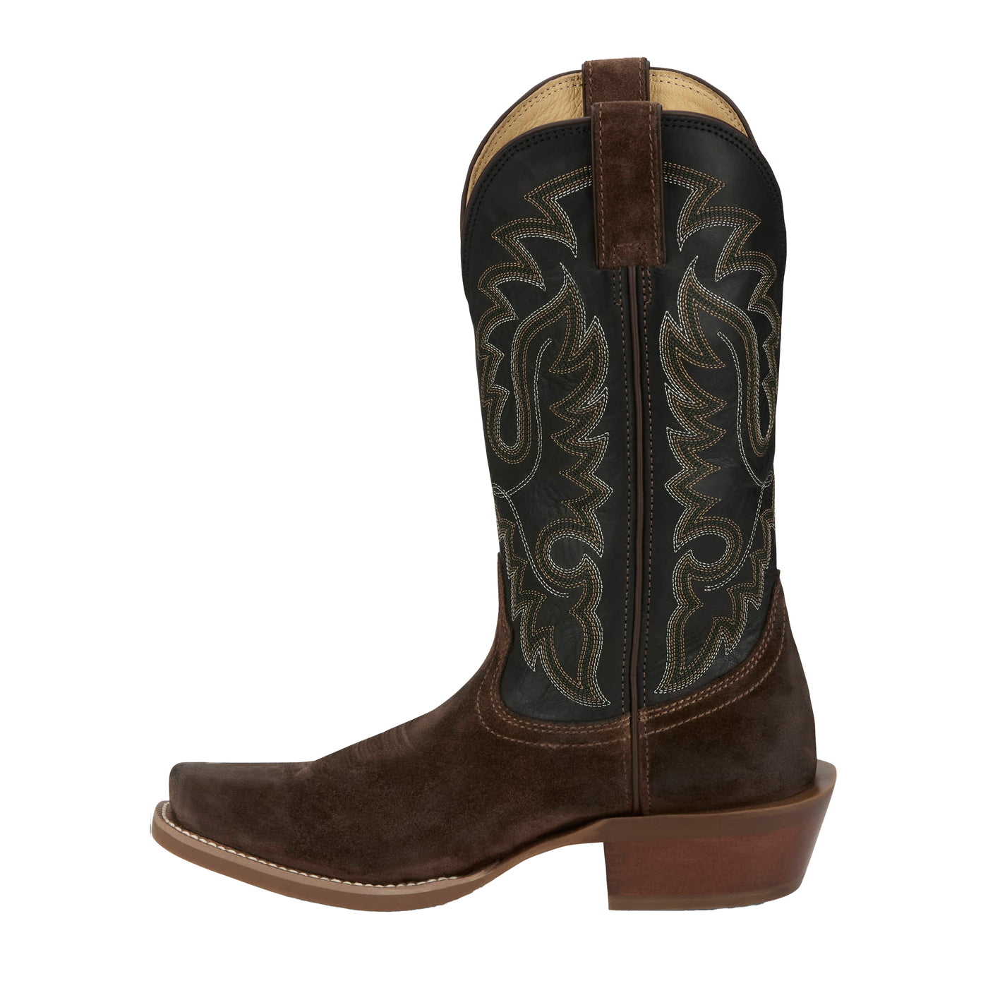 Justin Boot Company Mens Frontier Chocolate Roughout 13In Black Goat T