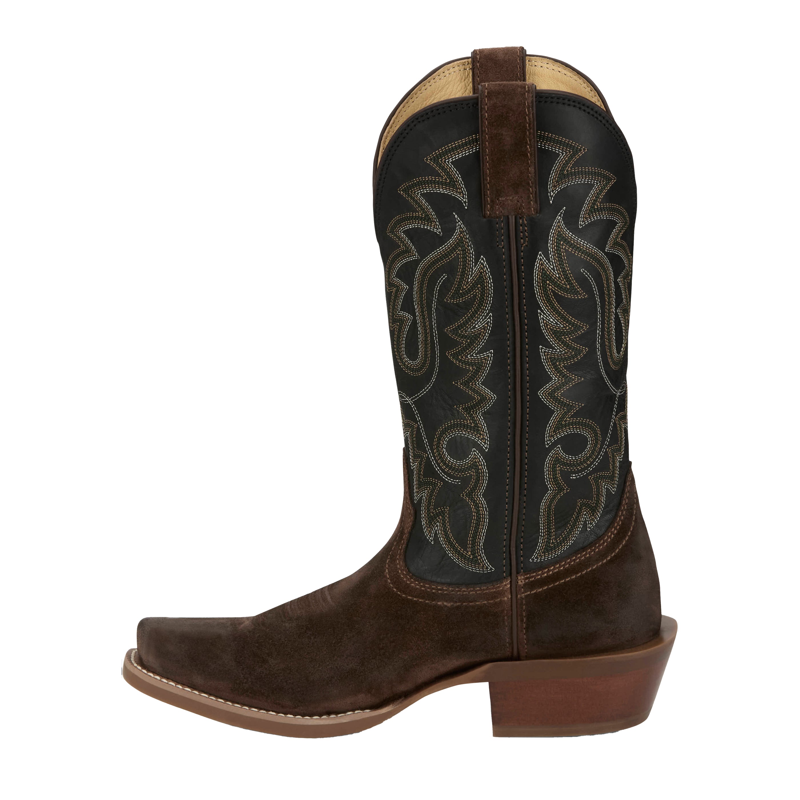 Justin Boot Company Mens Frontier Chocolate Roughout 13In Black Goat T