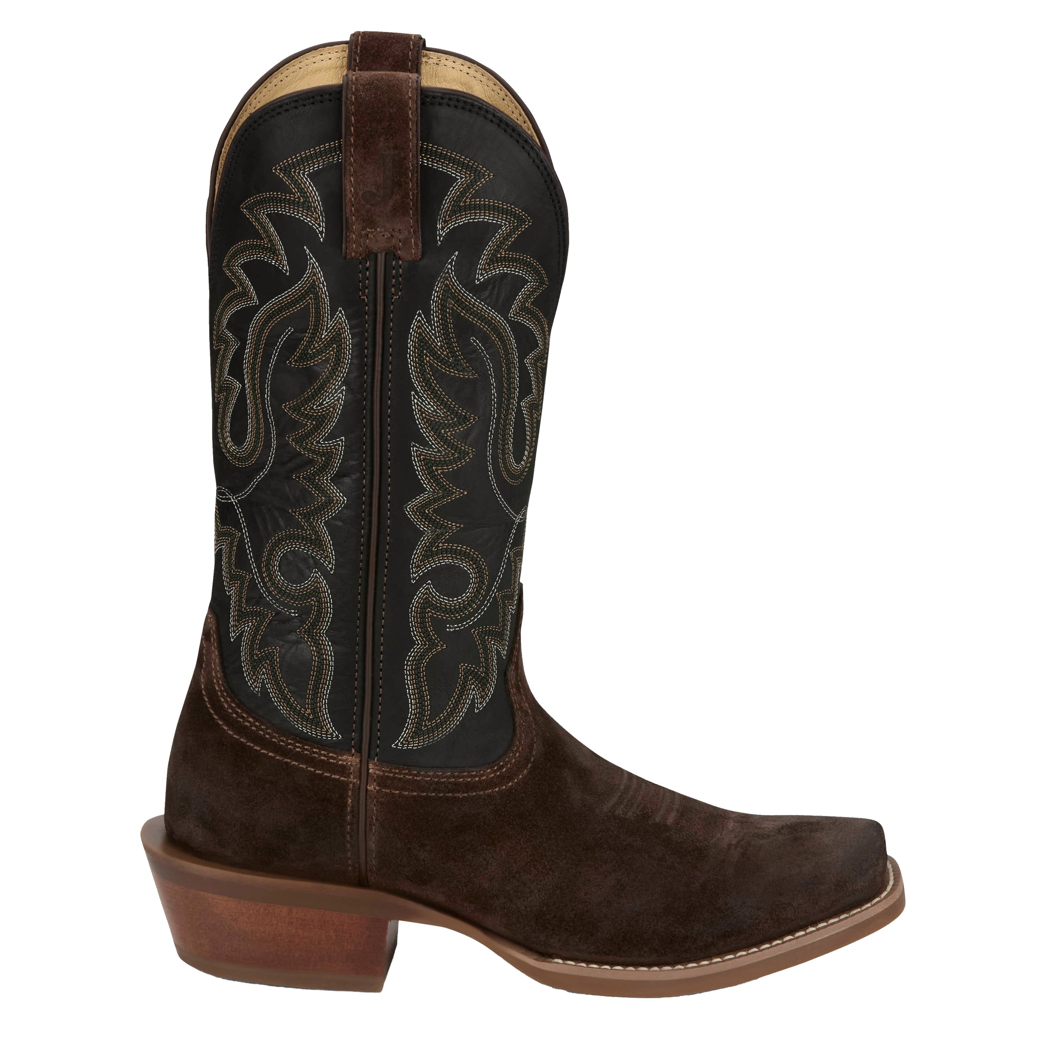 Justin Boot Company Mens Frontier Chocolate Roughout 13In Black Goat T