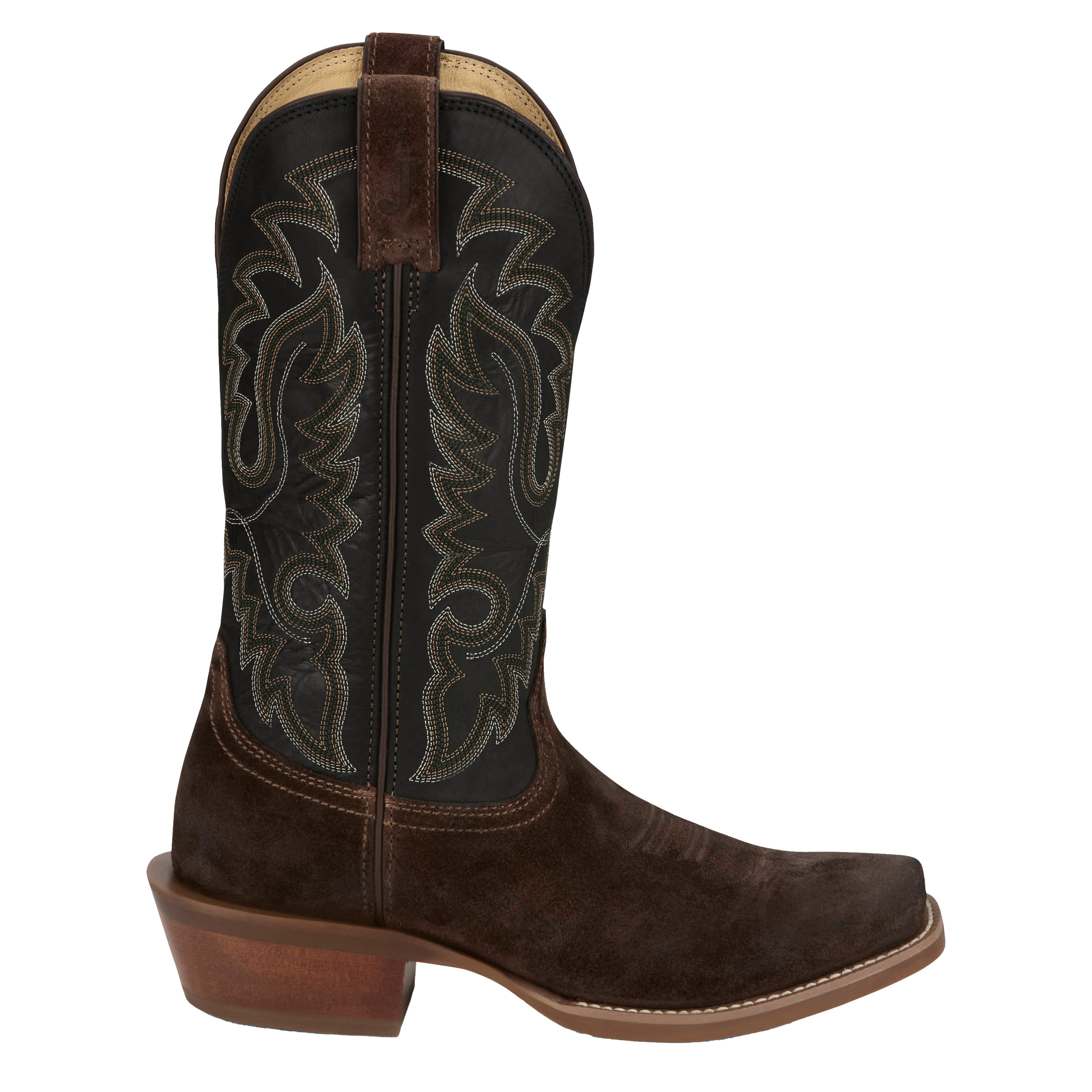 Justin Boot Company Mens Frontier Chocolate Roughout 13In Black Goat T