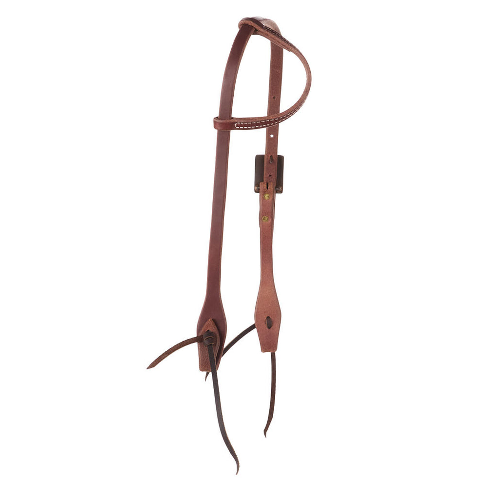 Cowperson Tack Harness Leather Single Ear Headstall with Indian Headre