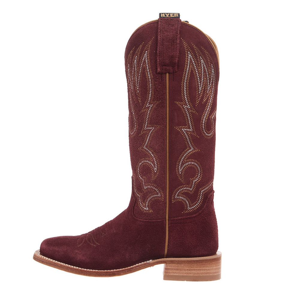 Hyer Boots Women's Augusta Burgundy Roughout 13In Burgundy Top Boot
