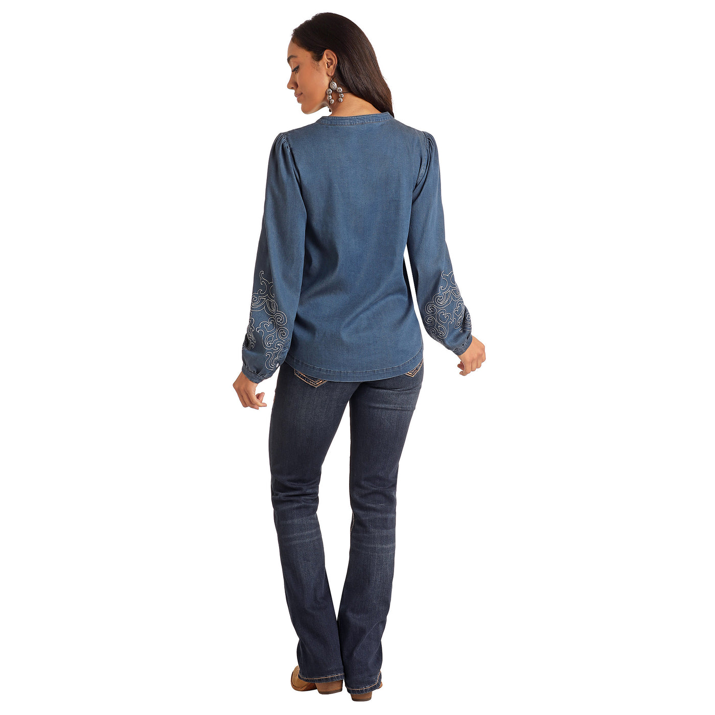 Panhandle Embroidered Chambray Blouse