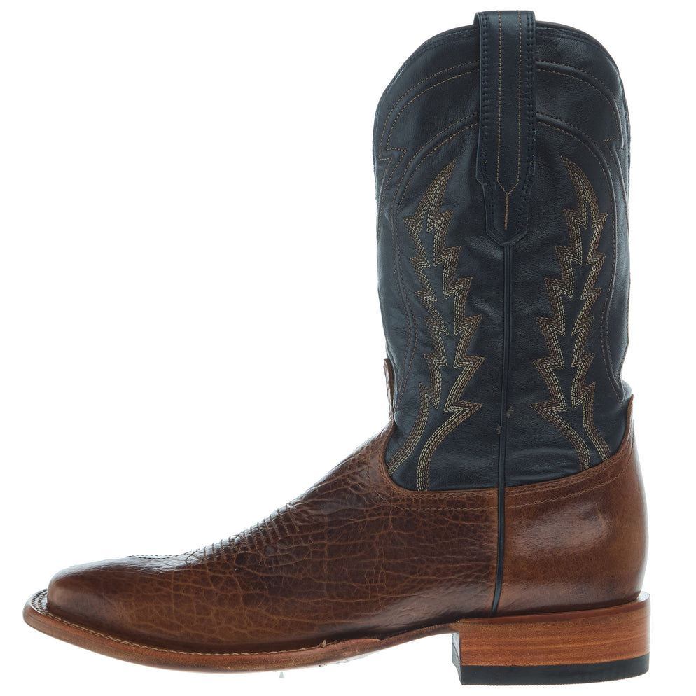 Tecovas Men`s Doc Tan Bison Vamp 12In Navy Top Boot
