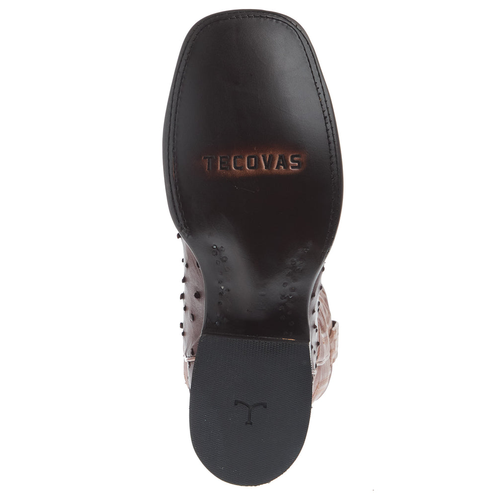 Tecovas Men`s Emmit Mahogany Full Quill Ostrich Vamp 12In Cognac Top B
