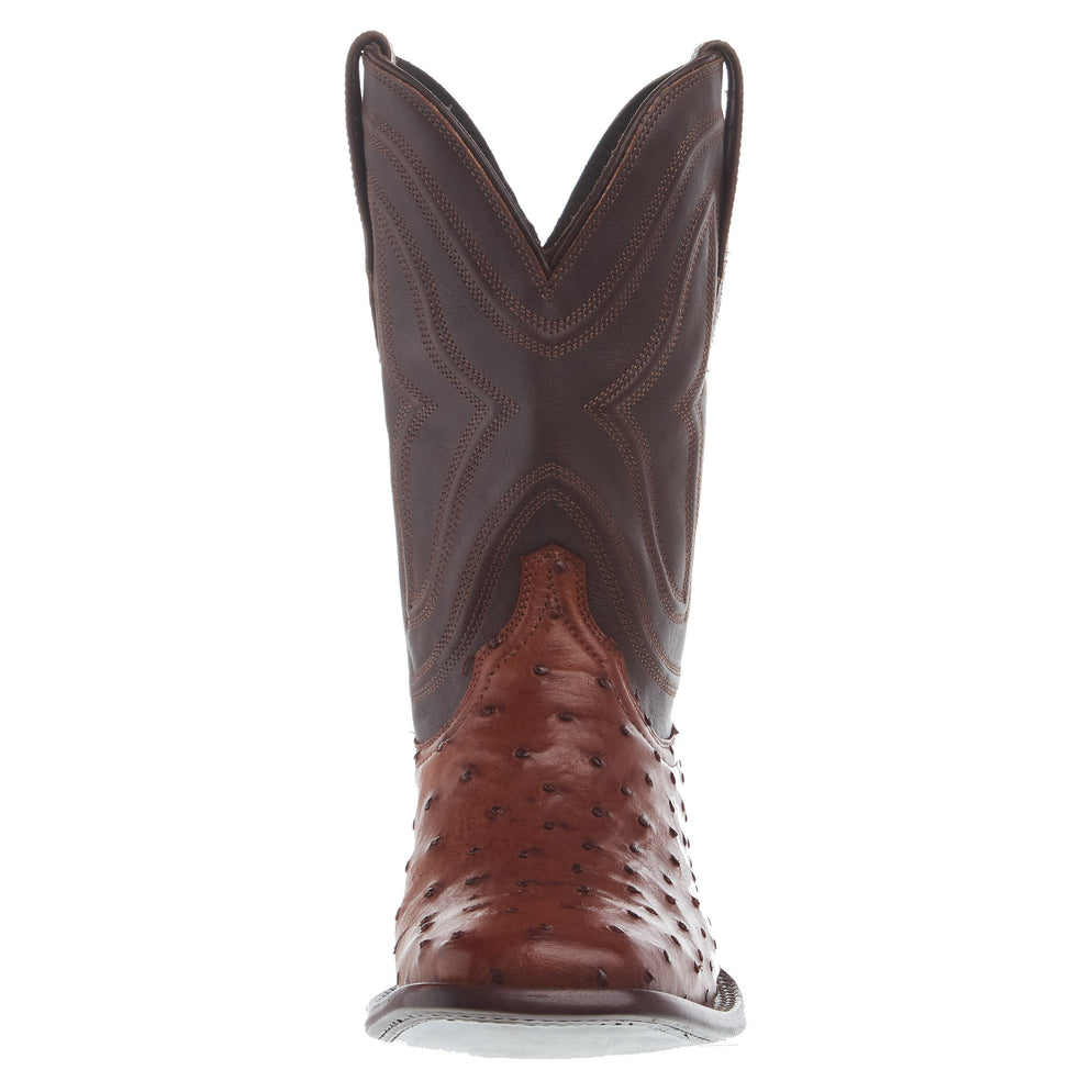 Tecovas Men`s Emmitt Pecan Full Quill Ostrich Vamp 12In Briar Top Boot