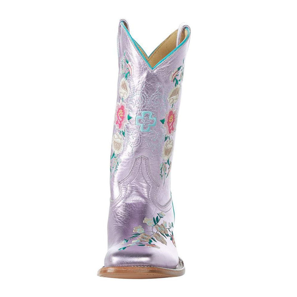 Macie Bean Kid's Pink Metallic Rose Garden Square Toe Boot