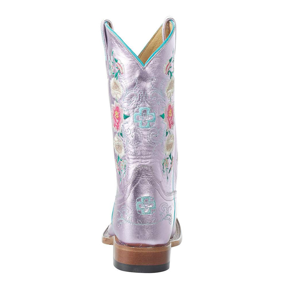 Macie Bean Kid's Pink Metallic Rose Garden Square Toe Boot