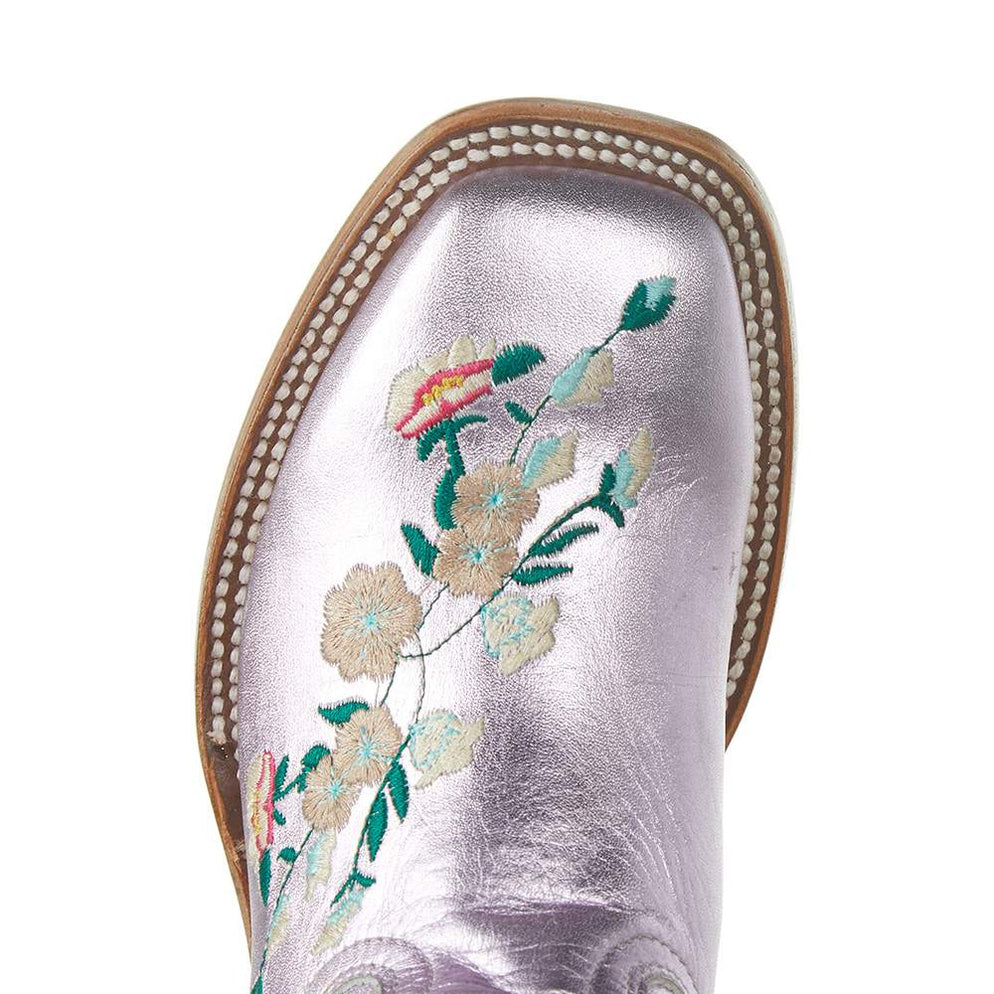 Macie Bean Kid's Pink Metallic Rose Garden Square Toe Boot