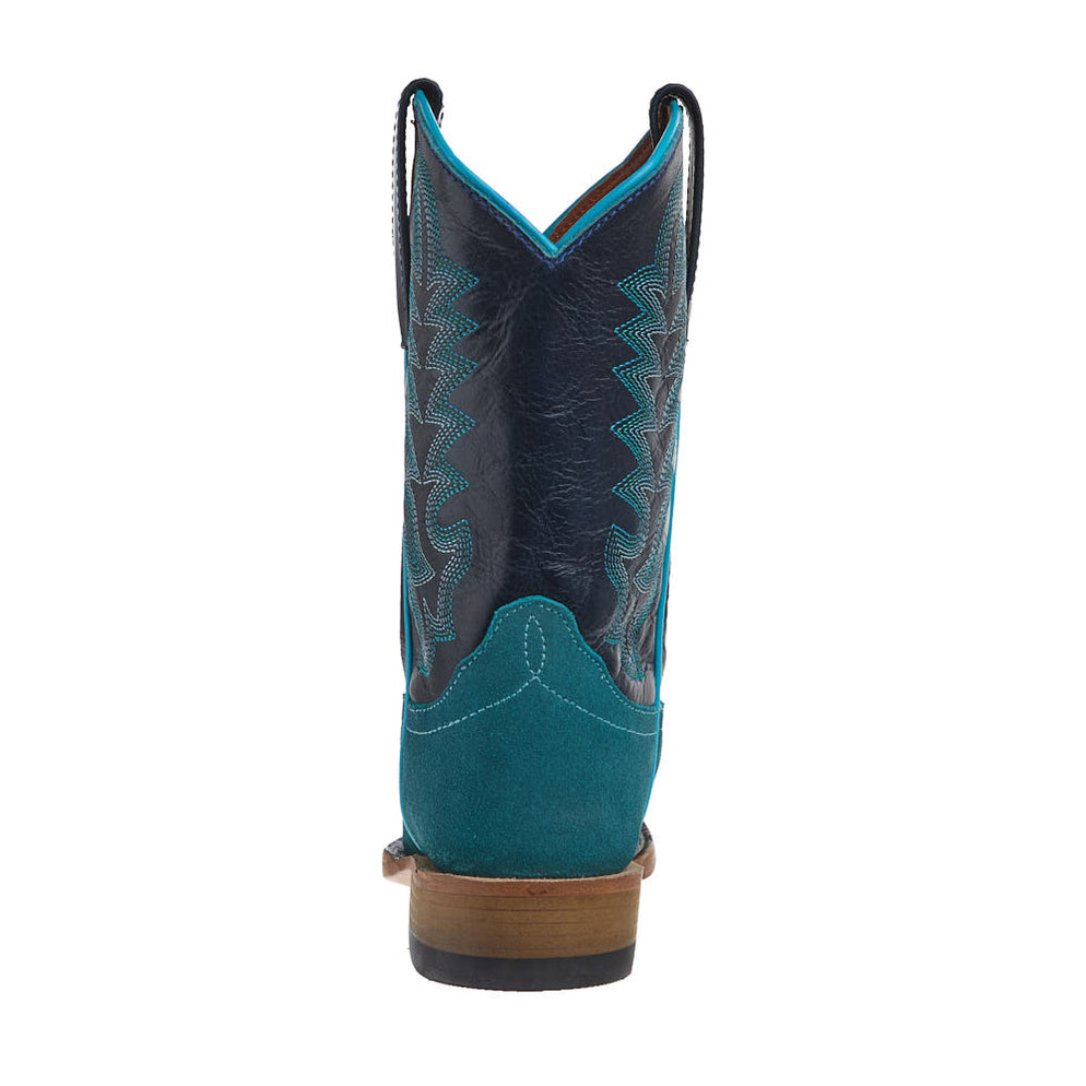 Macie Bean Kid's Turquoise Suede and Blue New Orleans Cutter Toe Boot