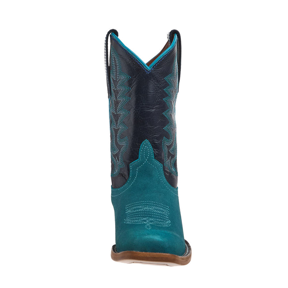 Macie Bean Kid's Turquoise Suede and Blue New Orleans Cutter Toe Boot
