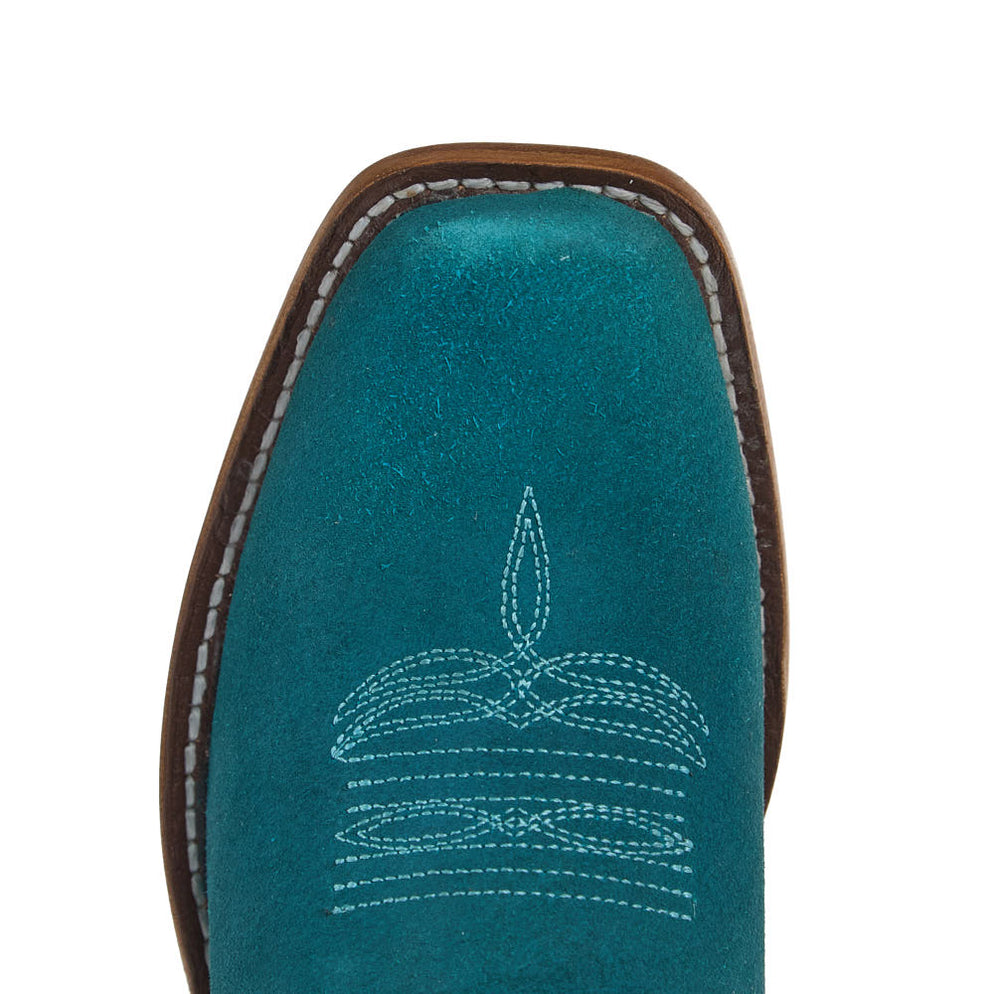 Macie Bean Kid's Turquoise Suede and Blue New Orleans Cutter Toe Boot