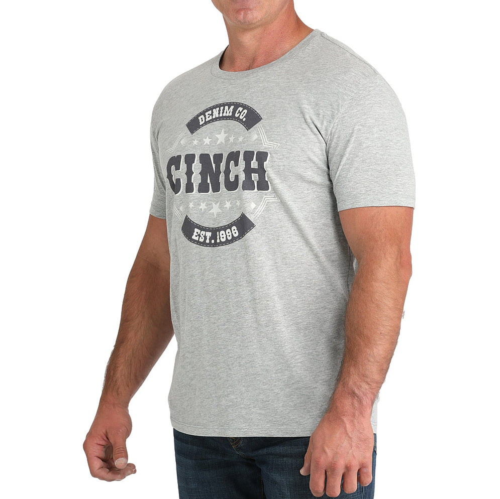 Cinch Men's Grey Denim Co Logo Tee Shirt