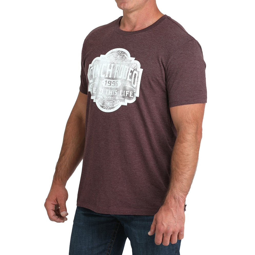 Cinch Men's Purple Distressed Logo Tee Shirt